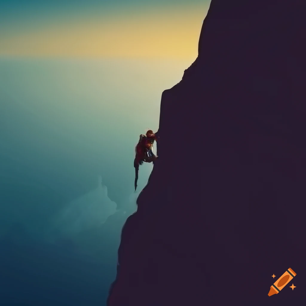 Person climbing a steep mountain symbolizing life challenges and ...