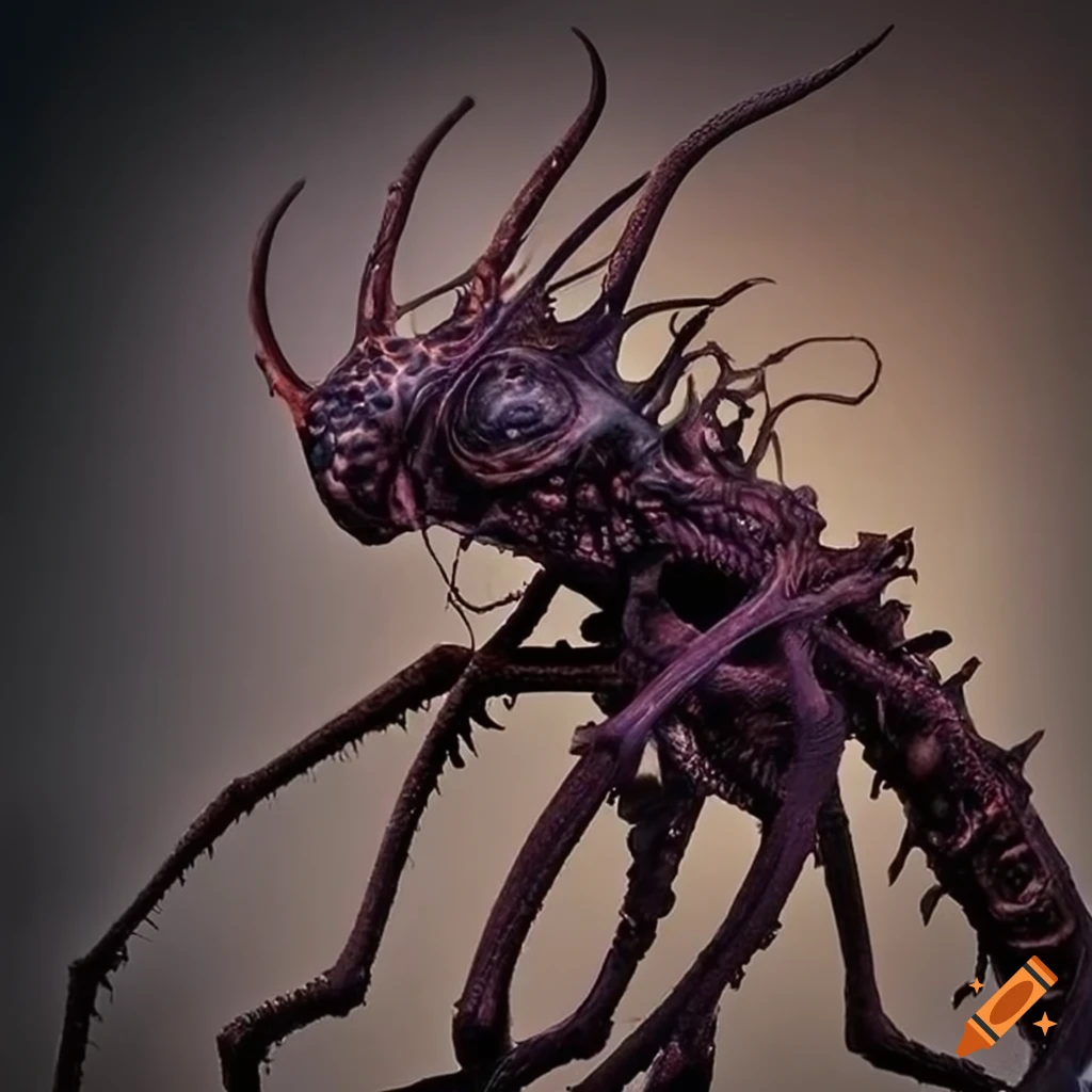 Surreal lovecraftian insect design inspired by hr giger on Craiyon