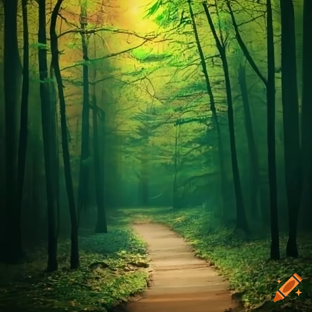 Forest walk scenery on Craiyon