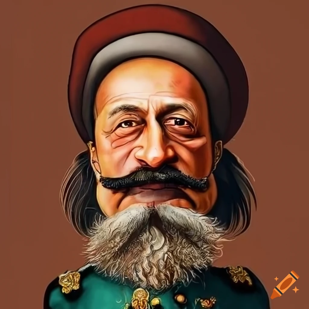 Caricature of an ottoman general on Craiyon