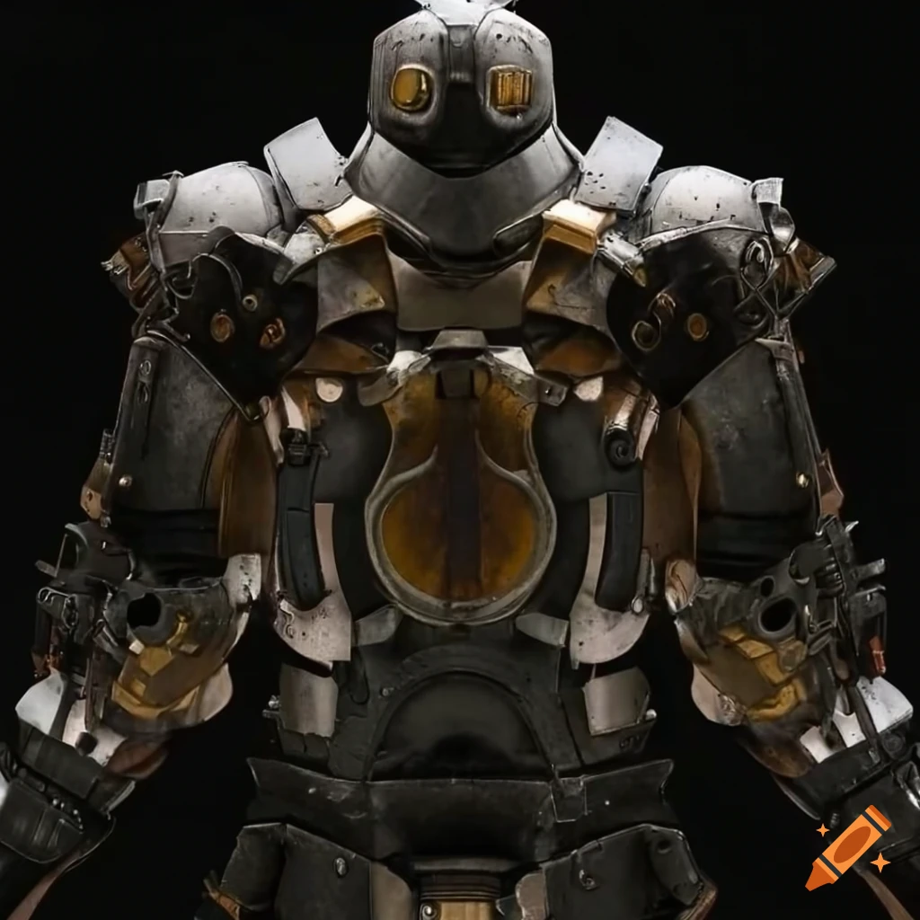 Medieval magic exoskeleton suit with front view and vertical symmetry ...
