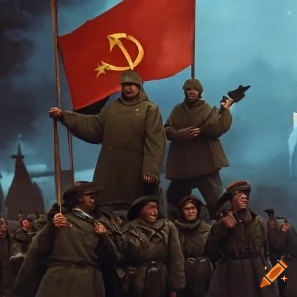 Illustration representing the fall of the soviet union on Craiyon