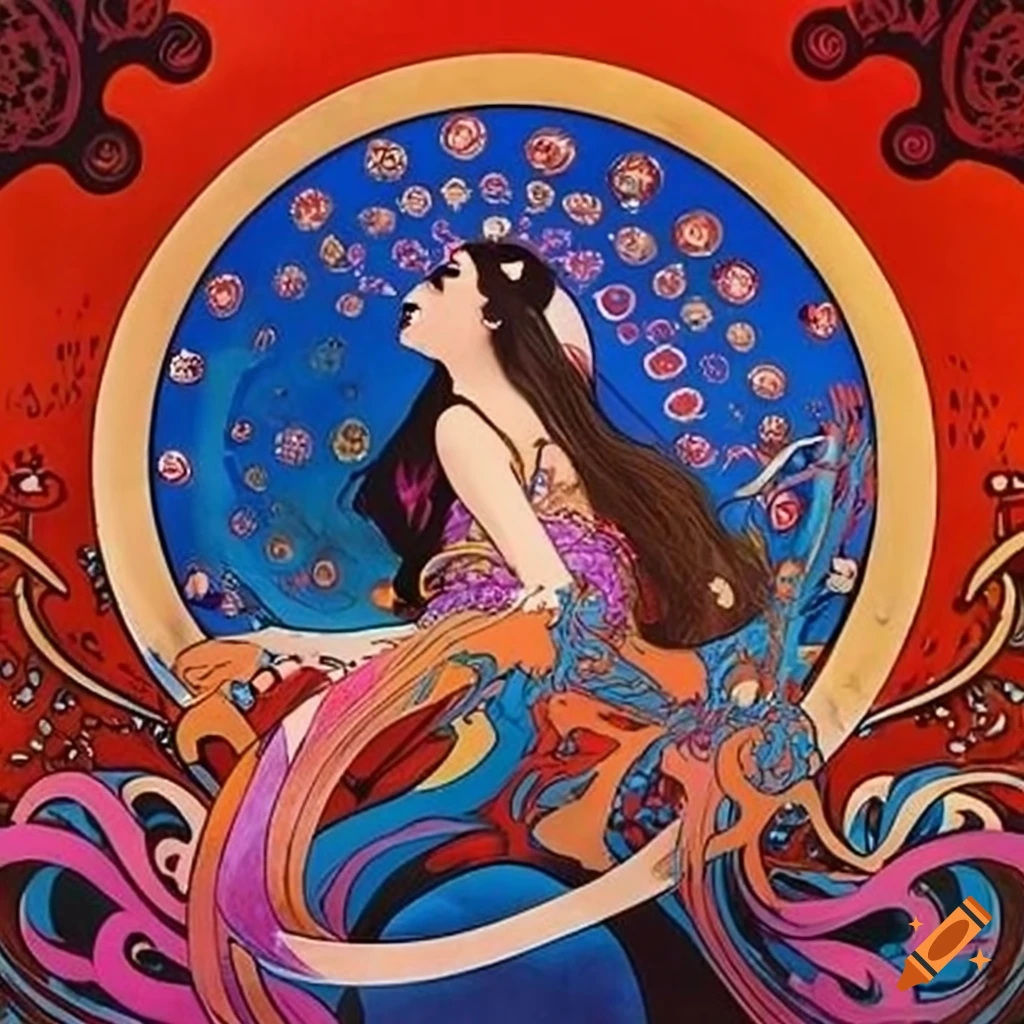 Vintage psychedelic album cover with intricate details and surreal ...