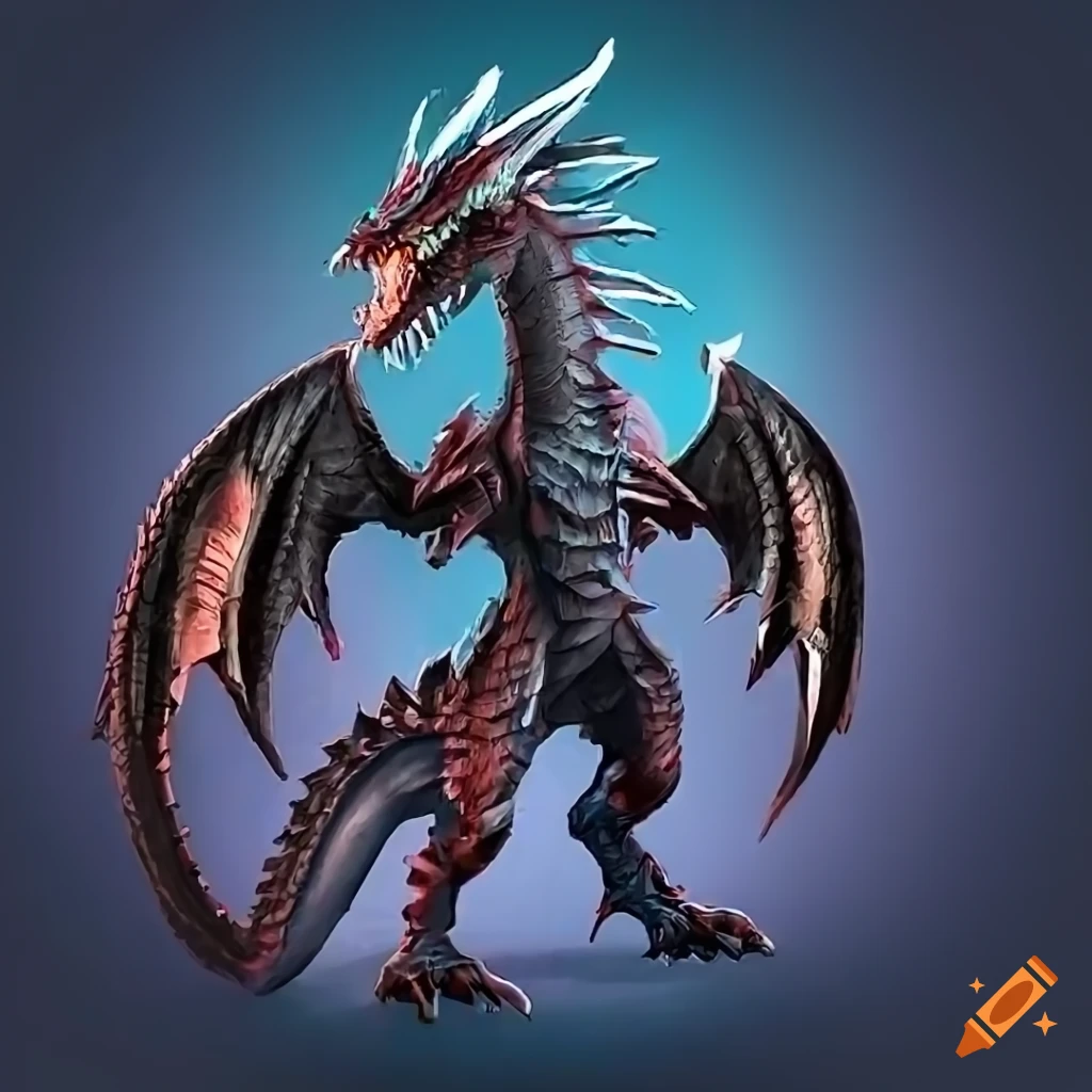 Cyber dragon in full view against a plain background on Craiyon