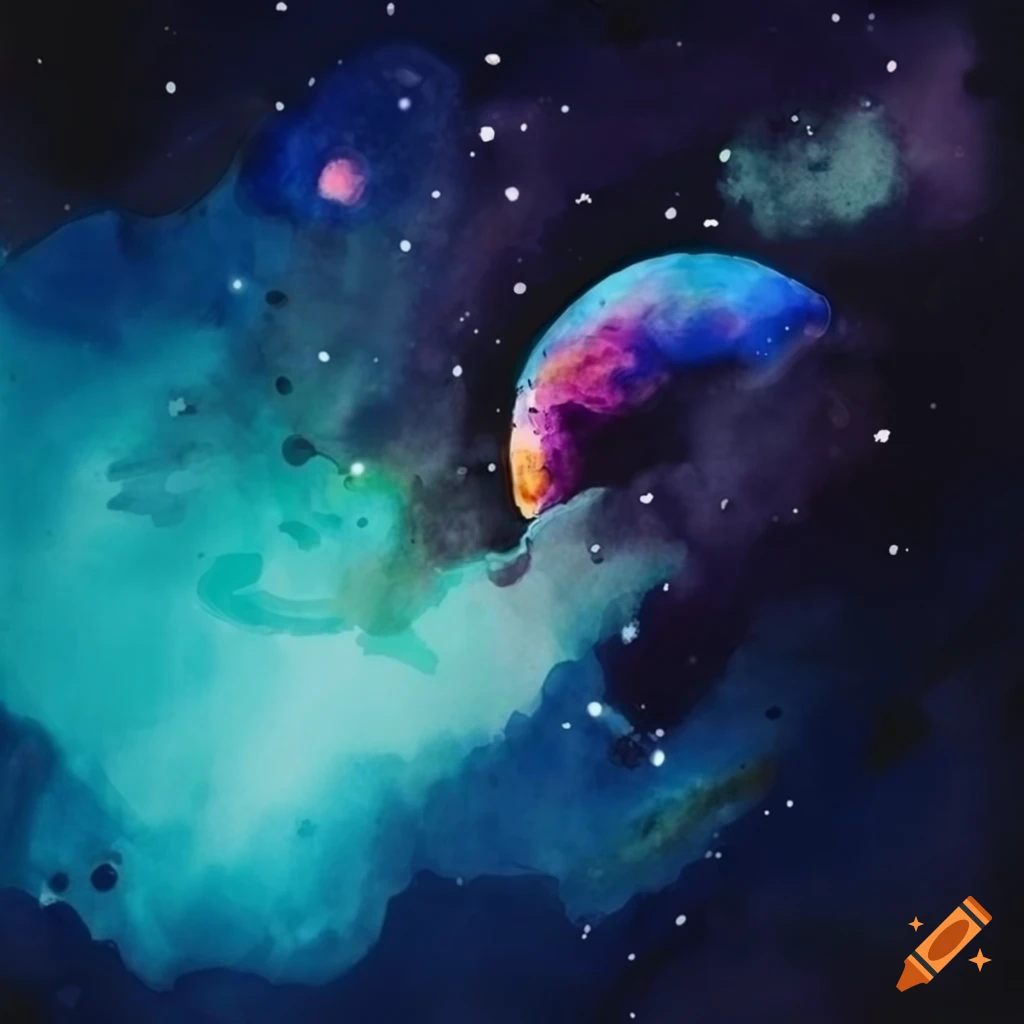Space watercolor painting on Craiyon
