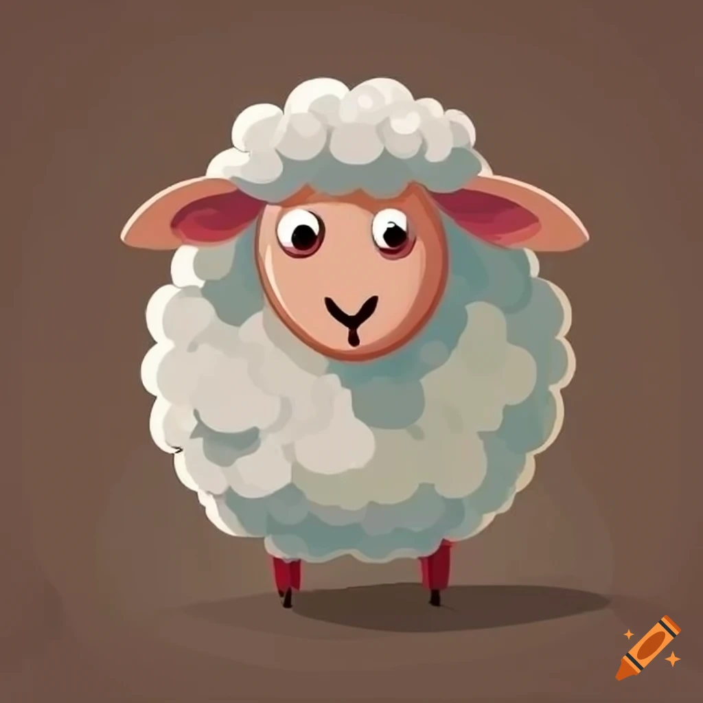 Cartoon-style sheep character on Craiyon