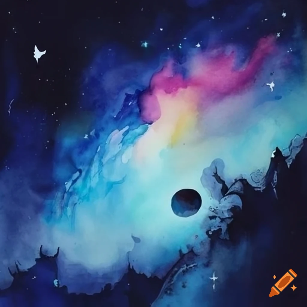 Space watercolor painting on Craiyon