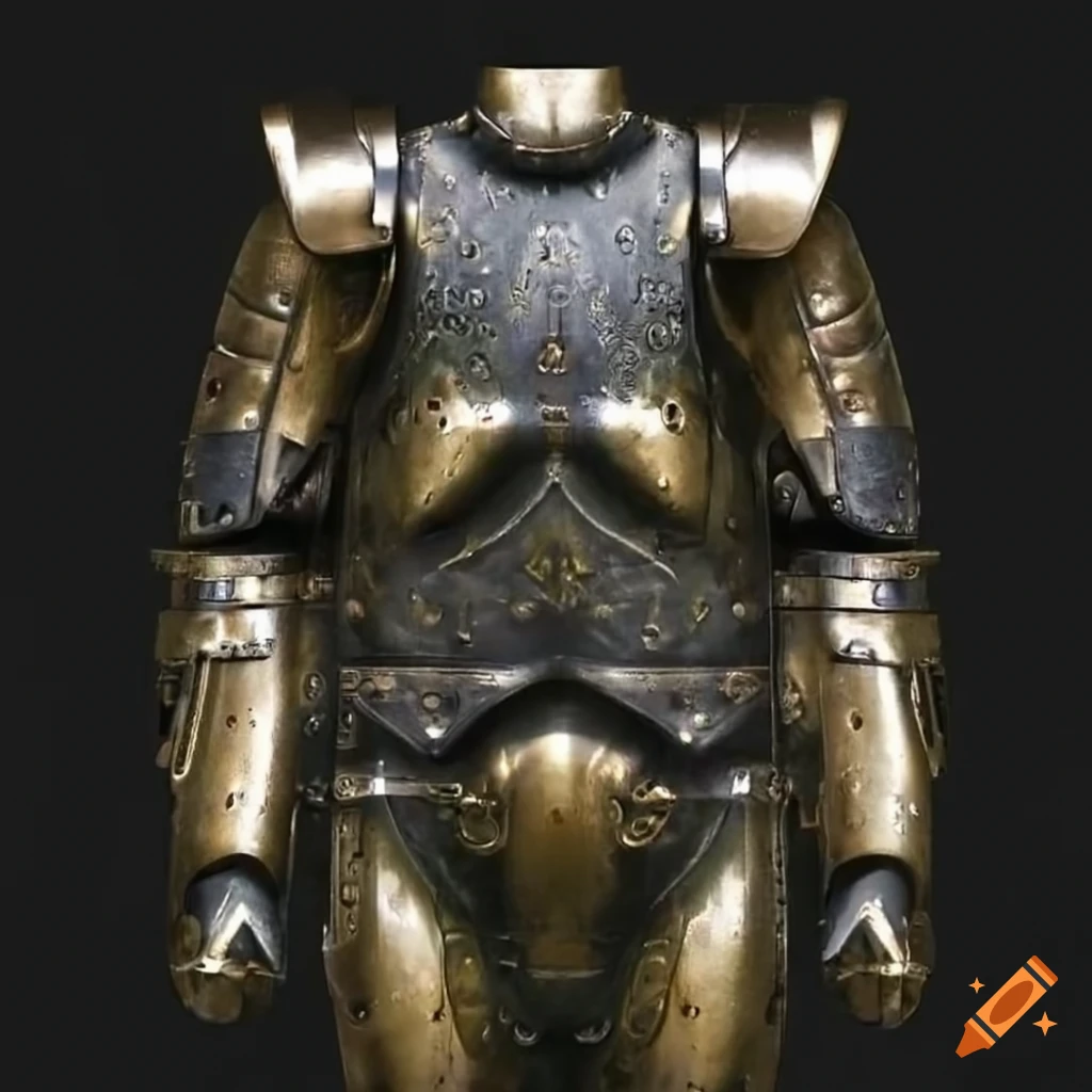 Medieval magic exoskeleton suit with front view and vertical symmetry ...