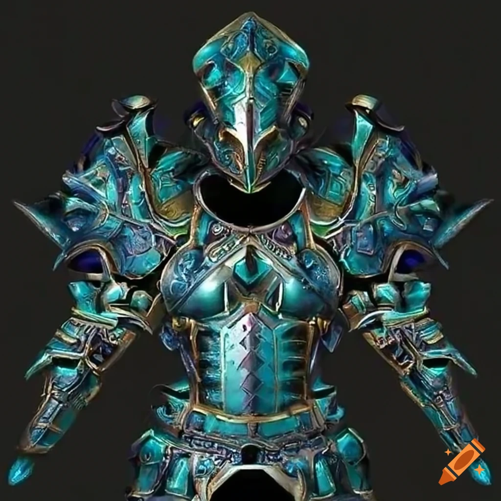 Adorned magic body heavy armor in front view with close vertical ...