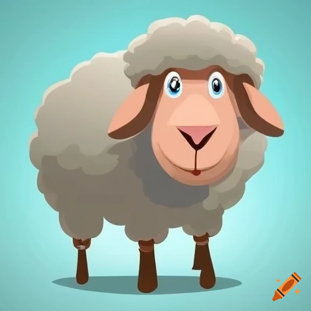 Cartoon style sheep on Craiyon