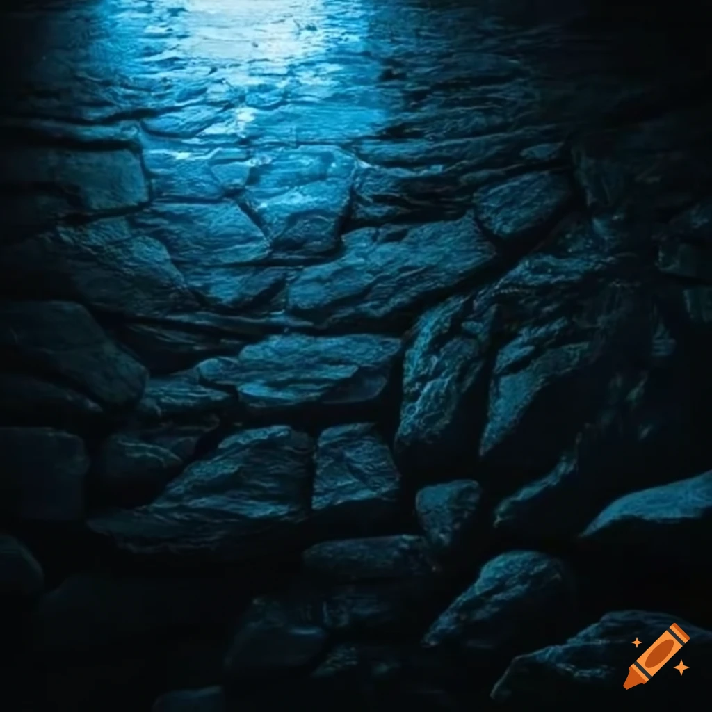 Dimly lit rough boulder-like stone floor on Craiyon
