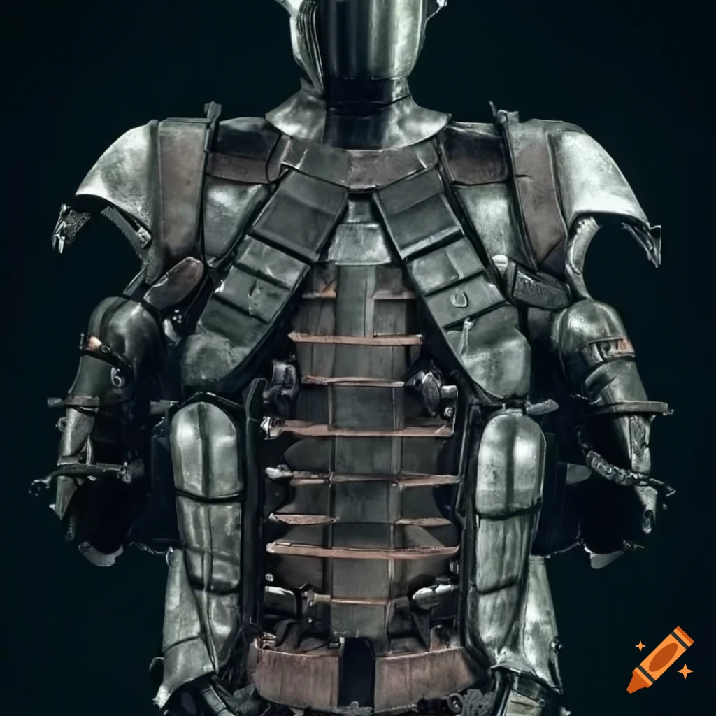 Medieval magic exoskeleton suit with front view and vertical symmetry ...