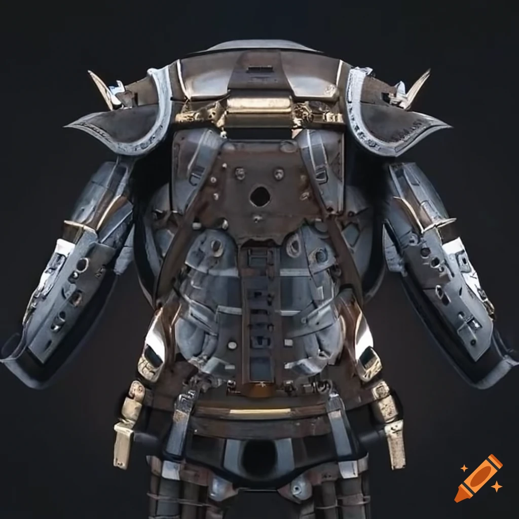 Medieval magic exoskeleton suit with vertical symmetry on Craiyon