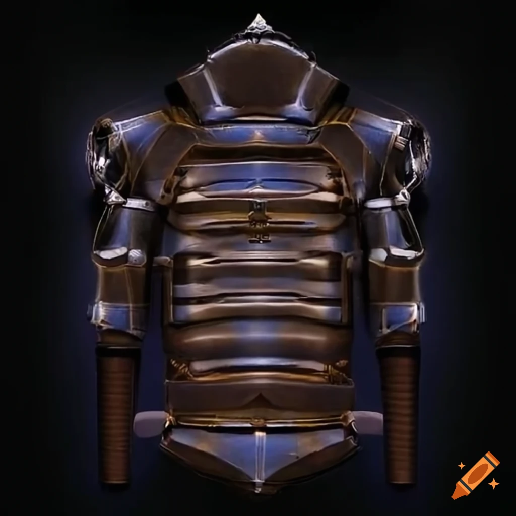 Medieval magic exoskeleton suit with front view and vertical symmetry ...