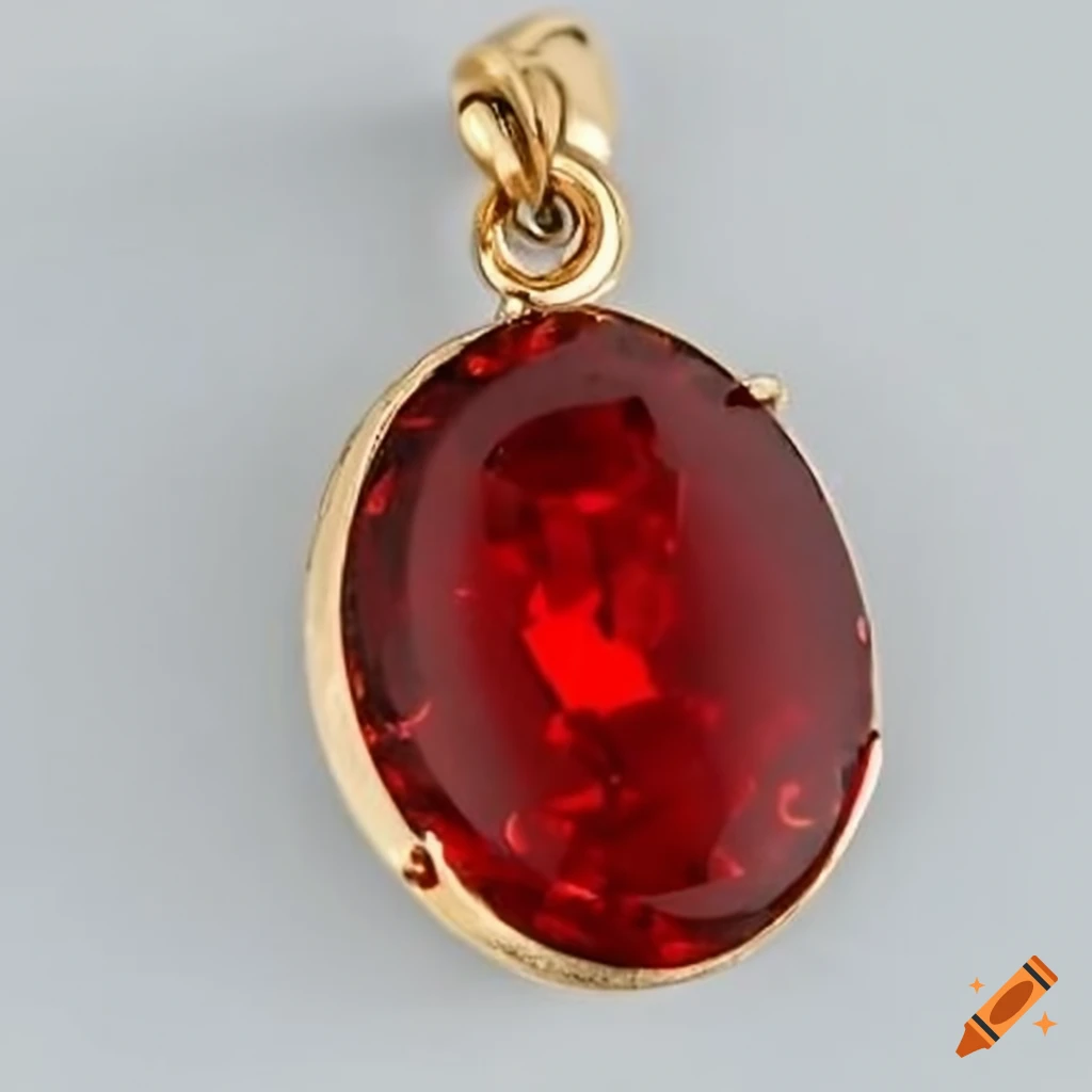 Red crescent moon gem charm on Craiyon