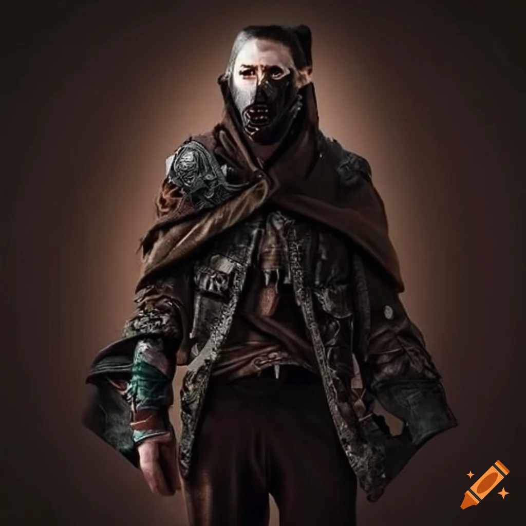 Modern male ninja in punk style attire inspired by wastelands on Craiyon