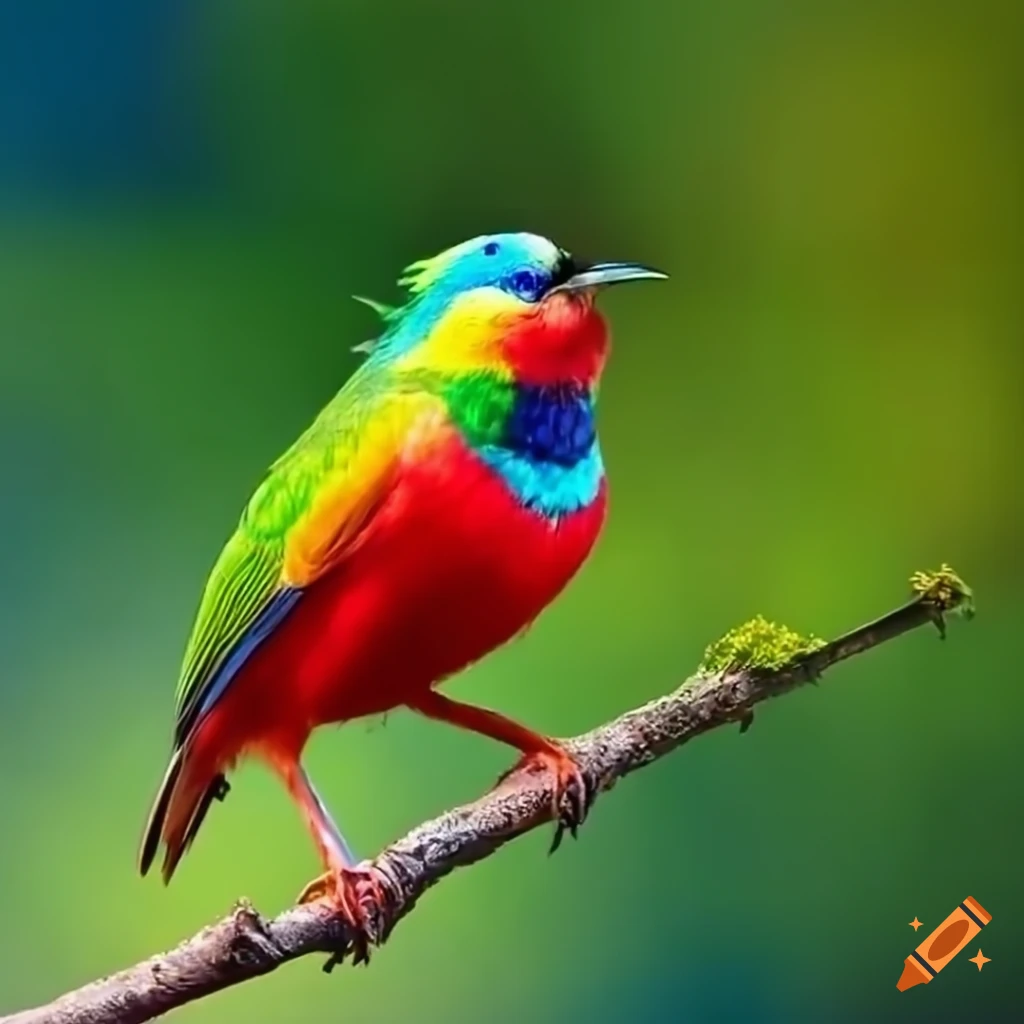 Colorful singing bird on a tree branch on Craiyon