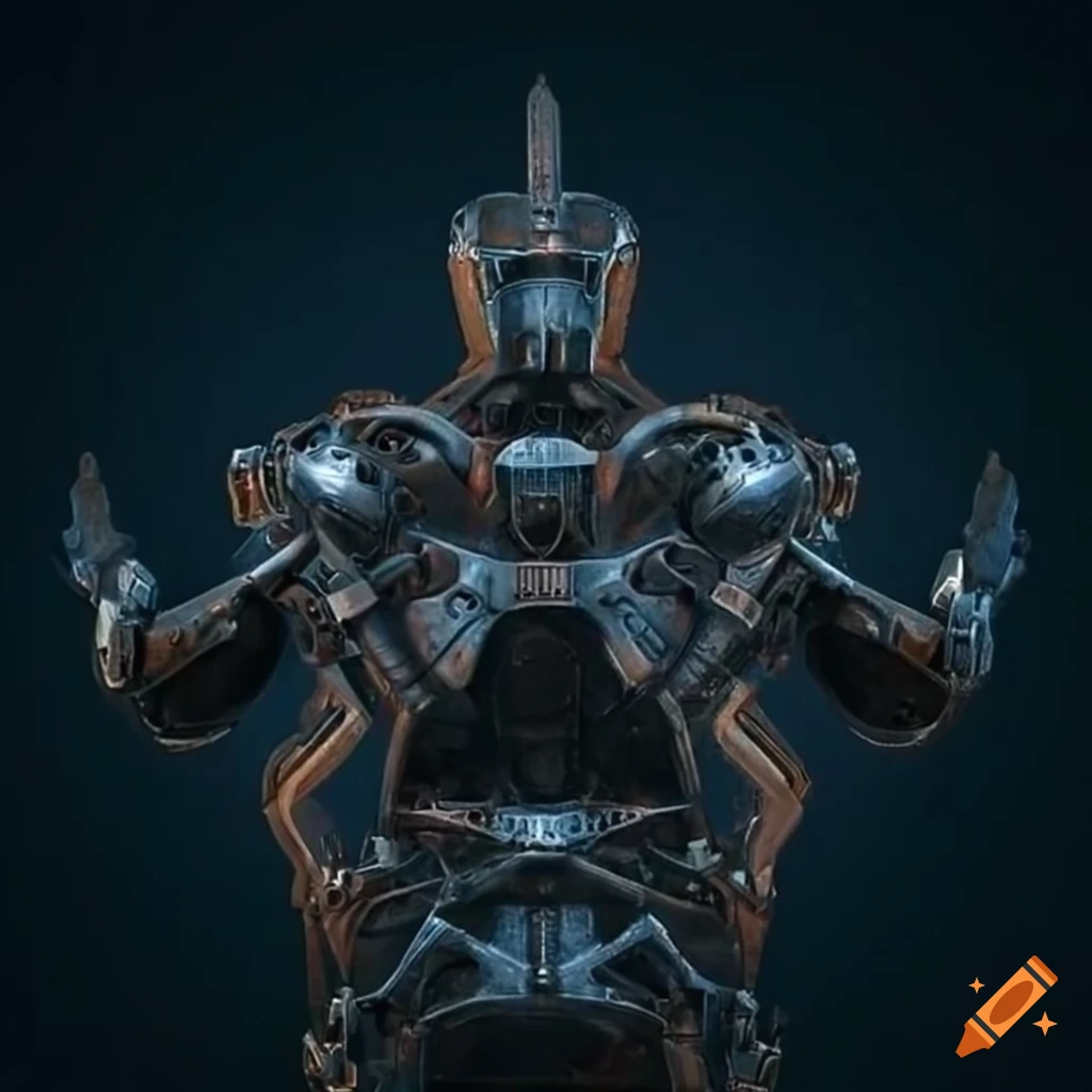 Medieval magic exoskeleton suit with front view and vertical symmetry ...