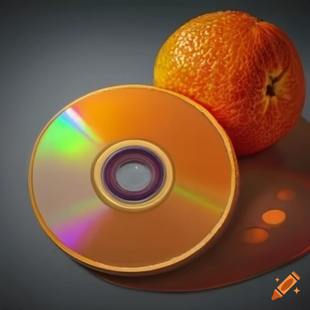 Cd audio disk blended with oranges on Craiyon