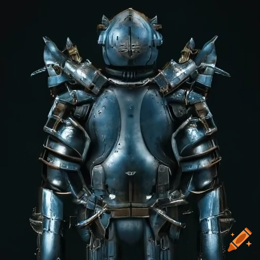 Medieval magic exoskeleton suit with front view and vertical symmetry ...