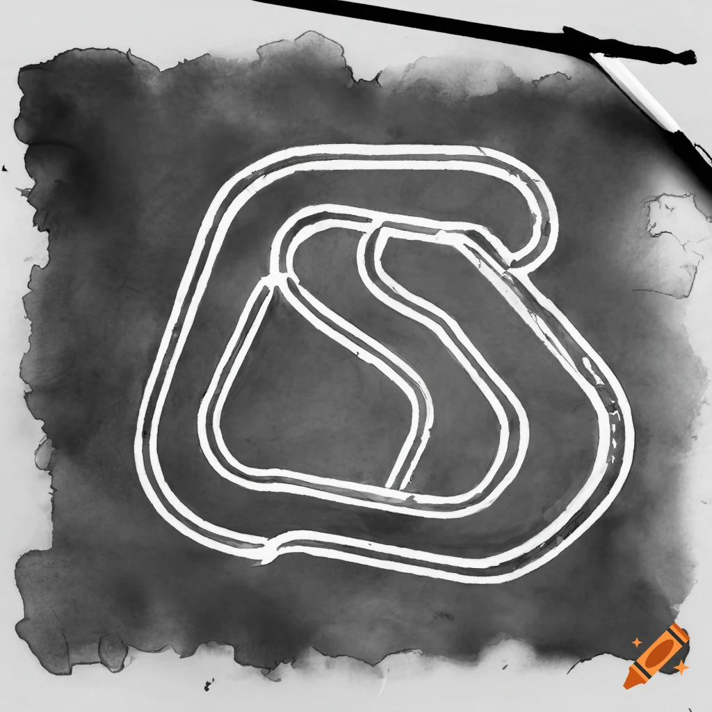 Overhead view of a simple drawn race track on Craiyon