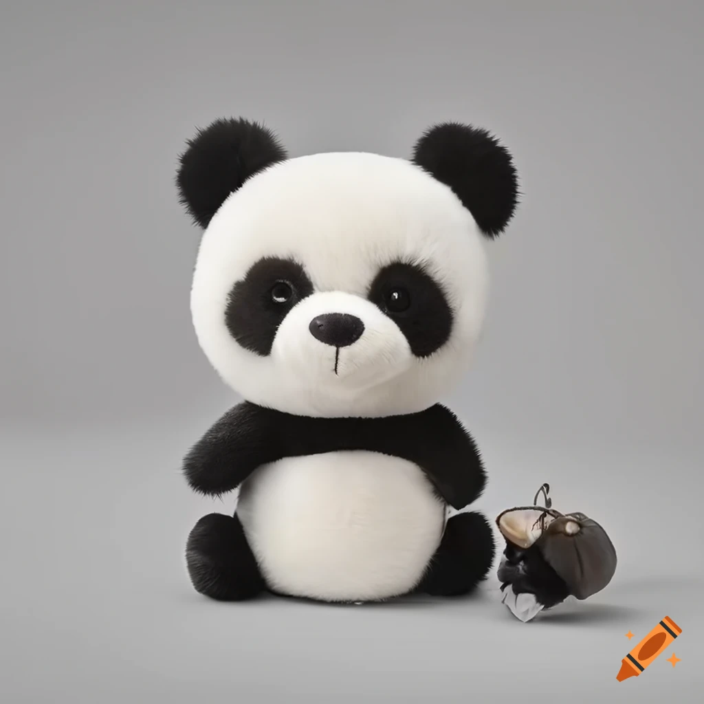 Stuffed baby panda bear with white tummy on Craiyon