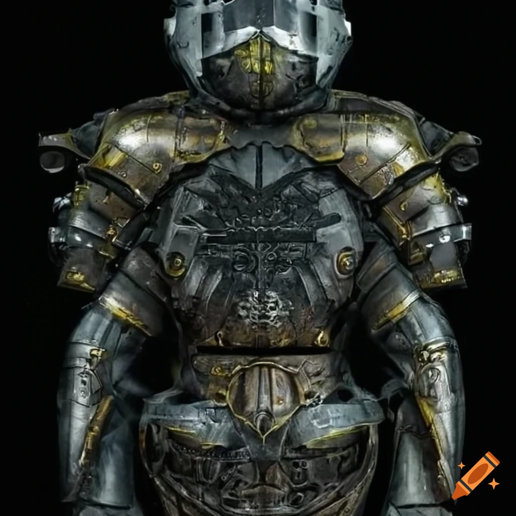 Medieval magic exoskeleton suit with front view and vertical symmetry ...