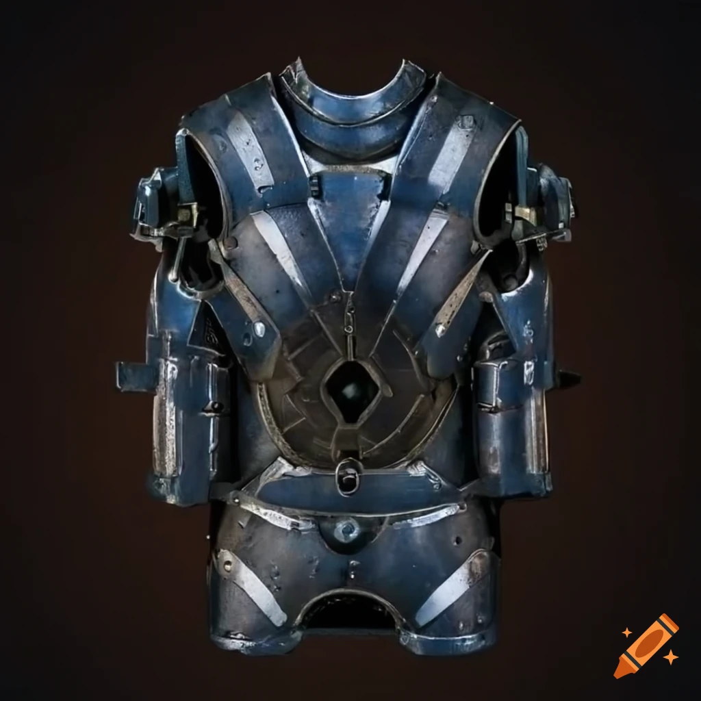 Medieval magic exoskeleton suit with front view and vertical symmetry ...