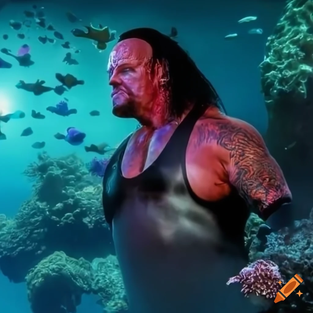 The Undertaker in an underwater scene with colorful ocean flowers on ...