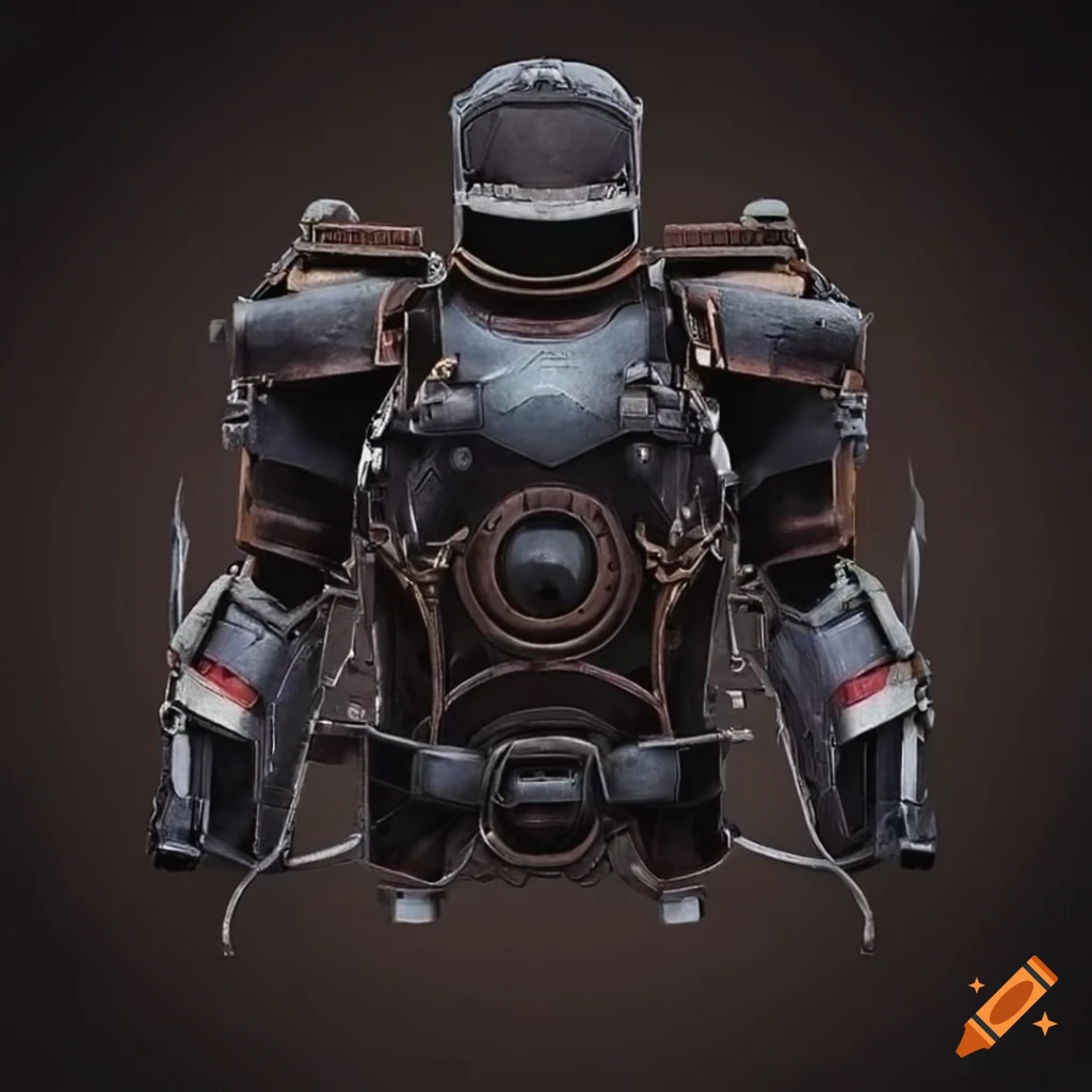 Medieval magic exoskeleton suit with front view and vertical symmetry ...