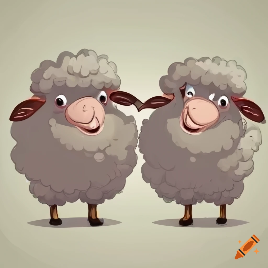 Two cartoon sheep on Craiyon