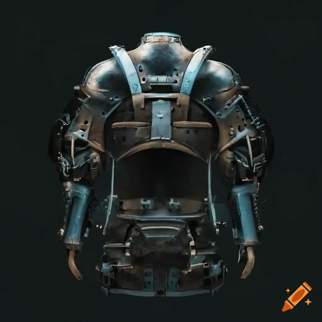 Medieval magic exoskeleton suit with frontal view and vertical symmetry ...