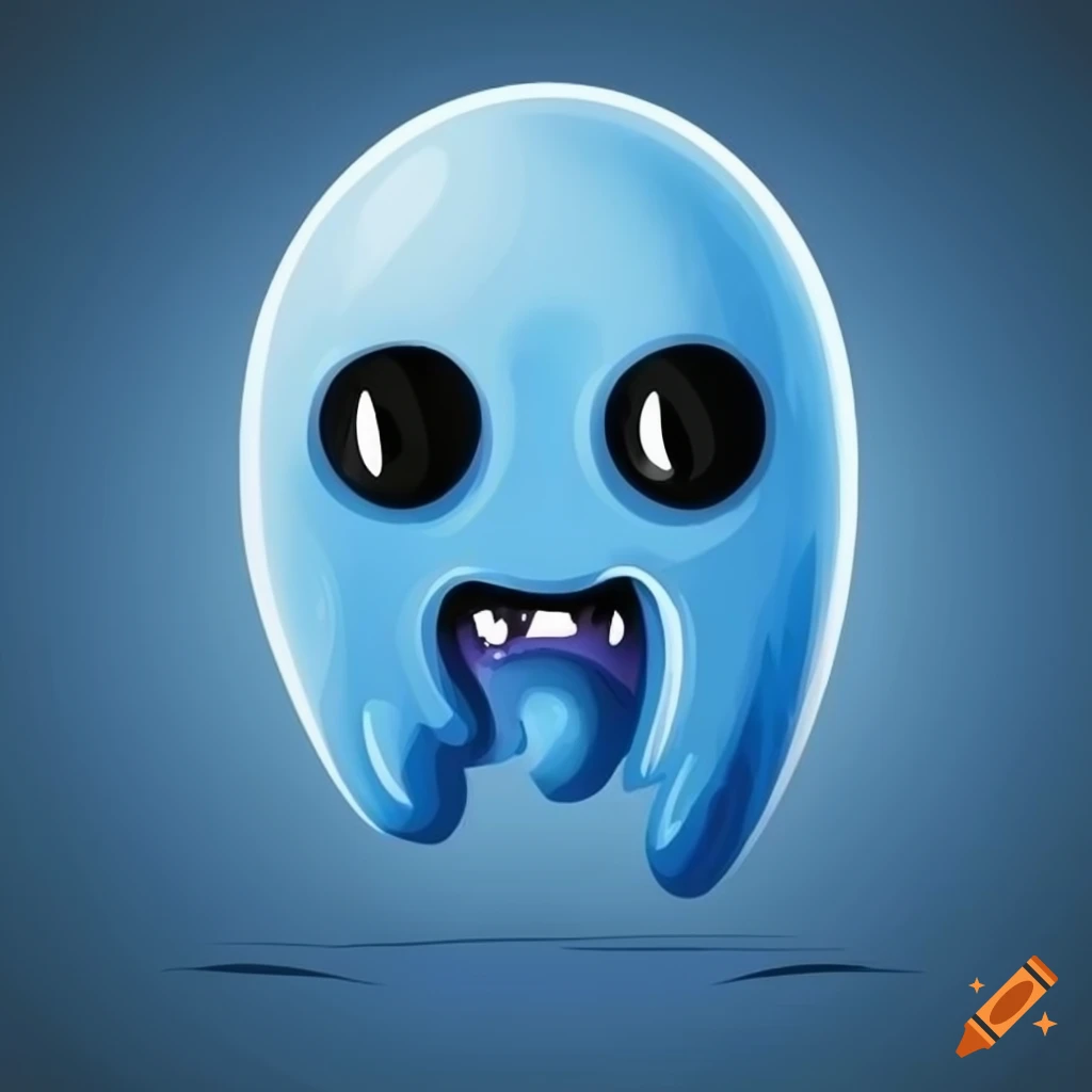 Cartoon blue ghost logo on Craiyon
