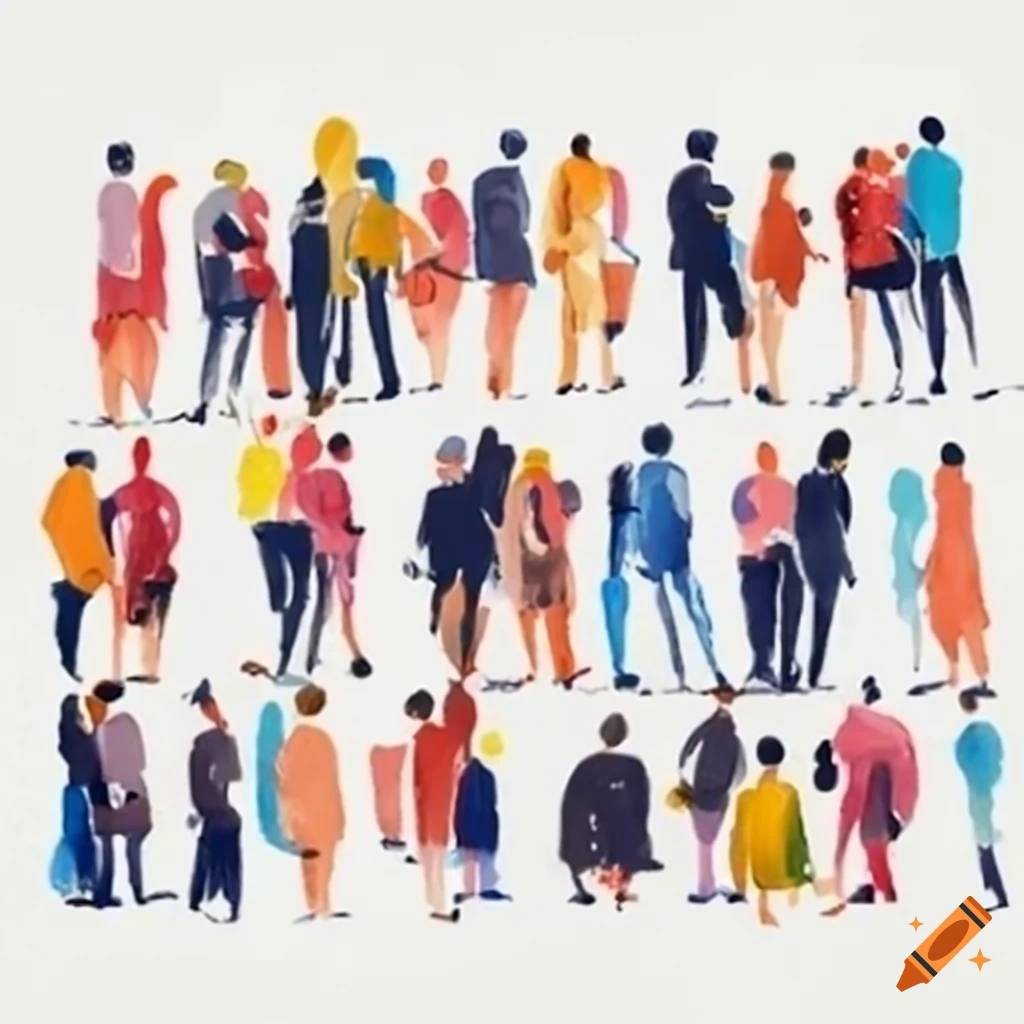 Group of people having a conversation in a watercolor sketch on Craiyon