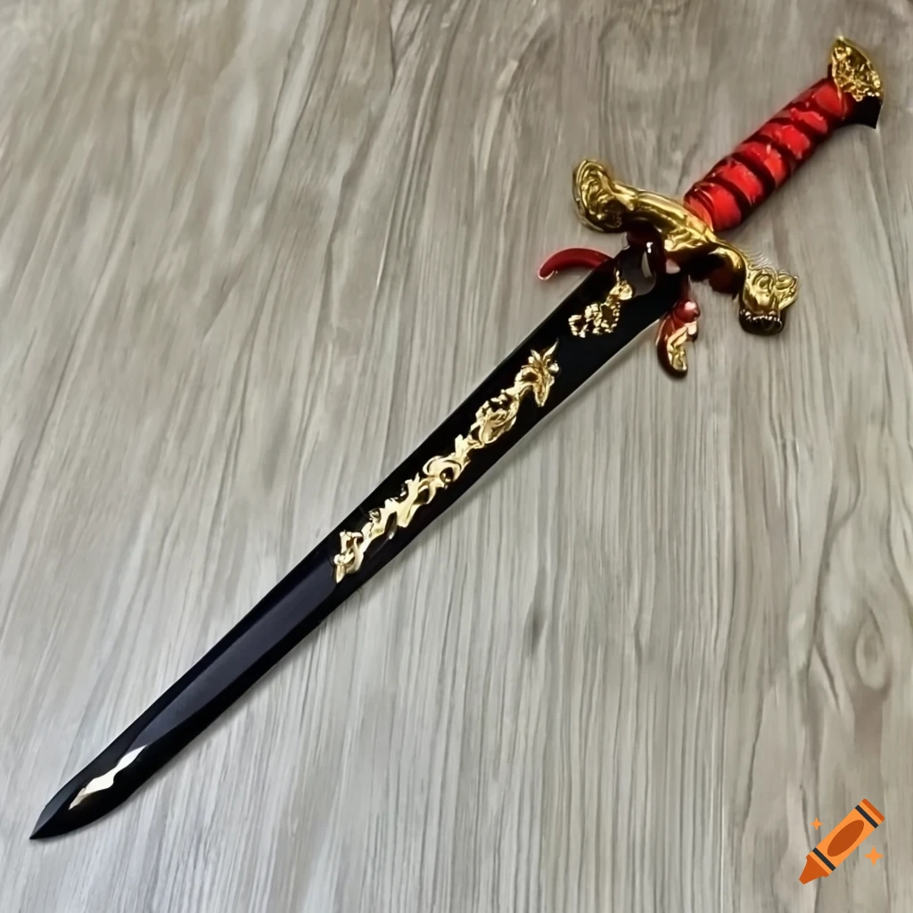 Red, black, and gold plated sword on Craiyon