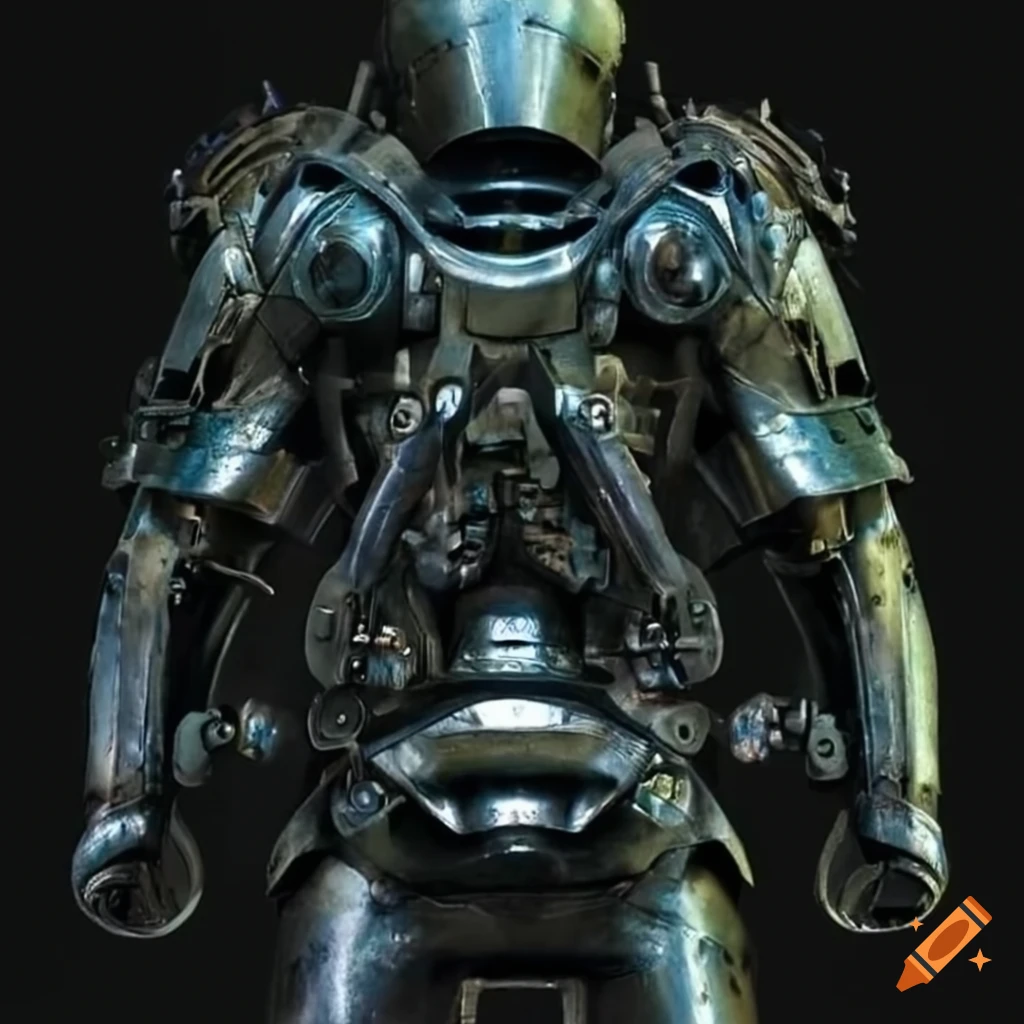 Medieval magic exoskeleton suit with front view and vertical symmetry ...