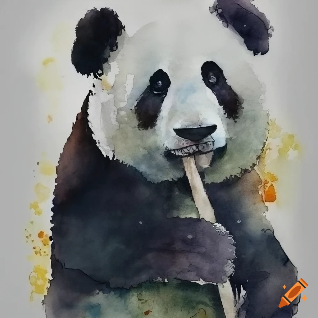 Watercolor paintings of pandas on Craiyon