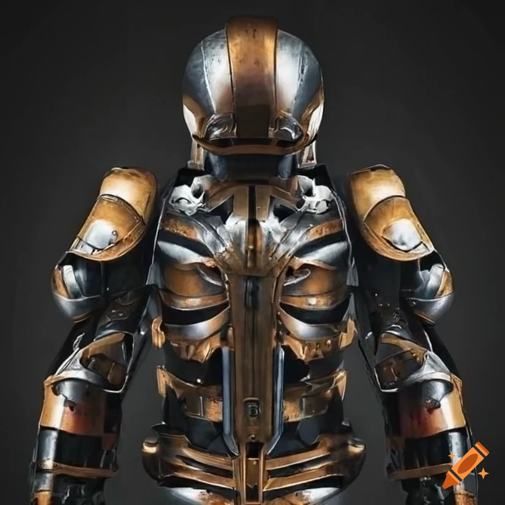 Medieval magic exoskeleton suit with front view and vertical symmetry ...