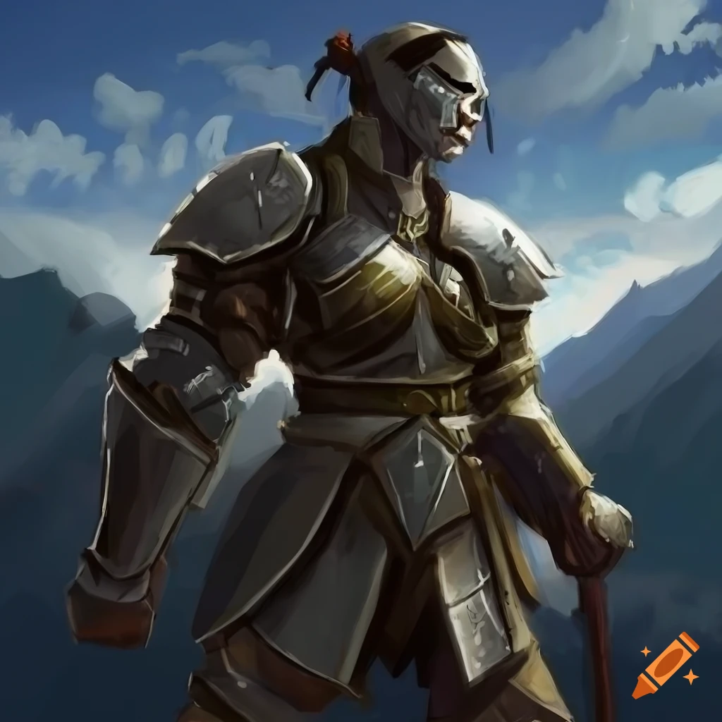 Ultrarealistic fantasy art of a female goliath warrior in armor against ...