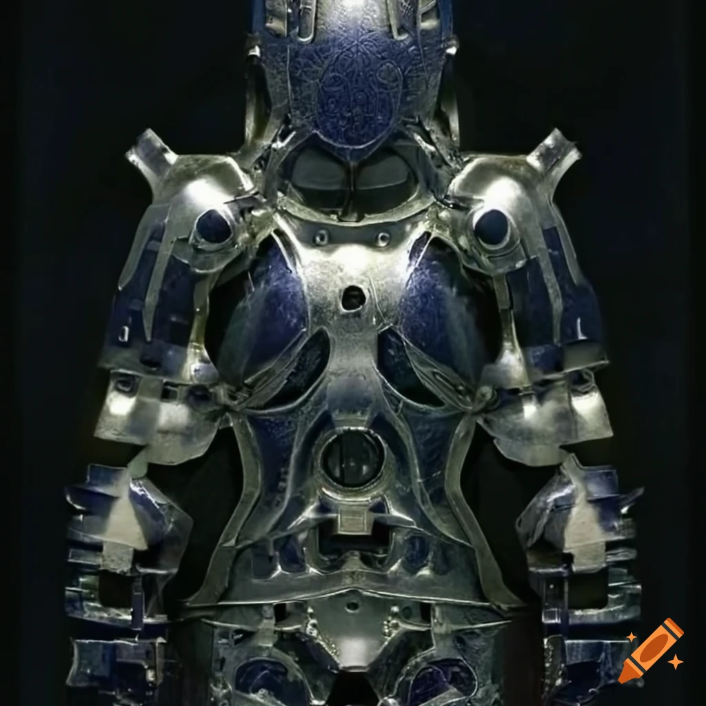 Medieval magic exoskeleton suit with front view and vertical symmetry ...
