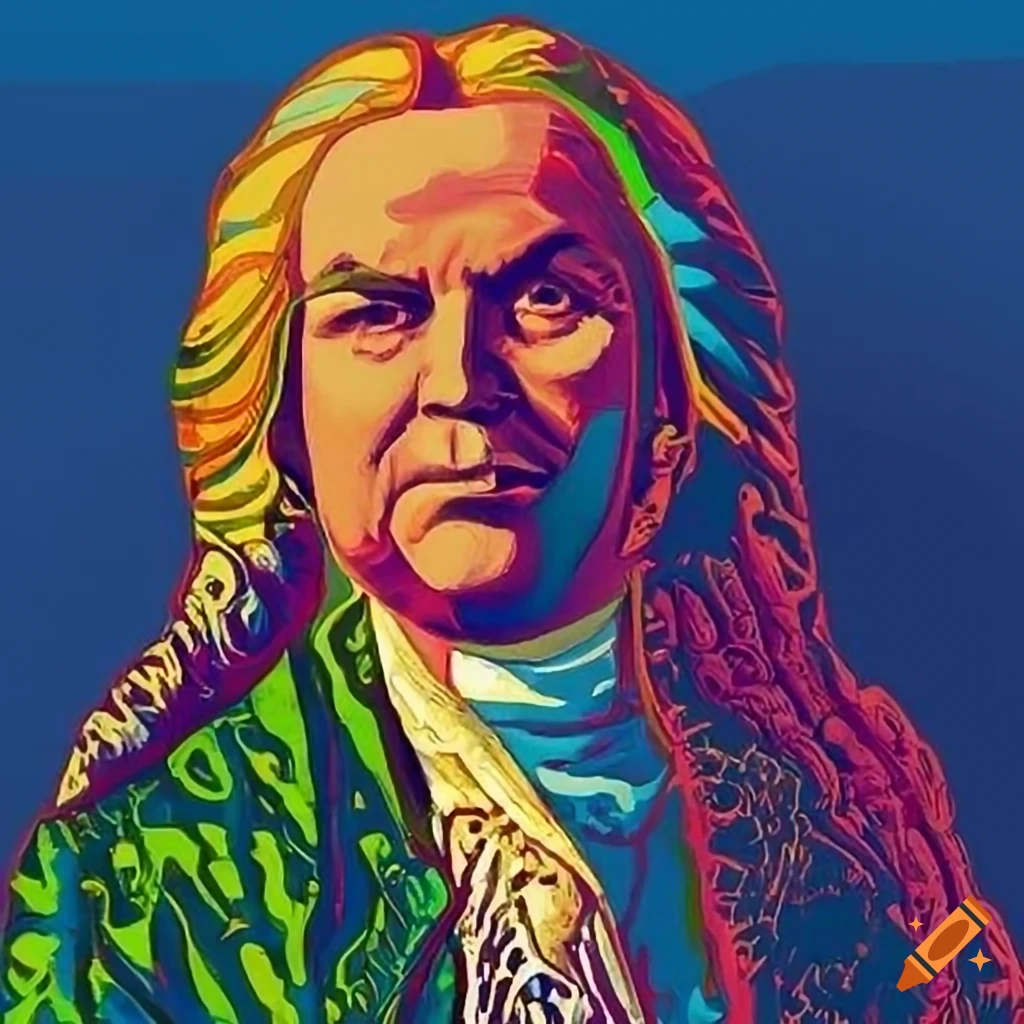 Pop art depiction of composer carl philipp emanuel bach on Craiyon