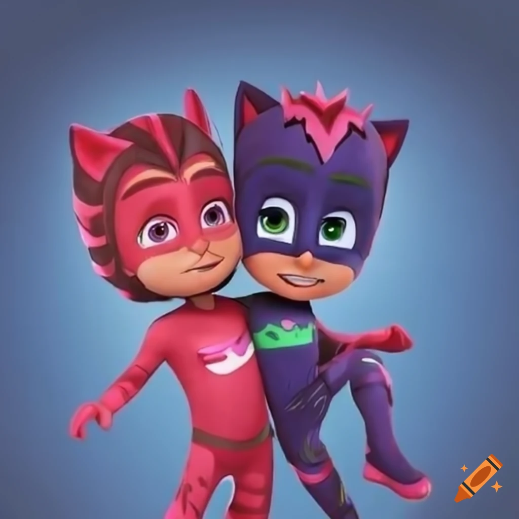Pj Mask Owlette And Catboy Posing Together On Craiyon