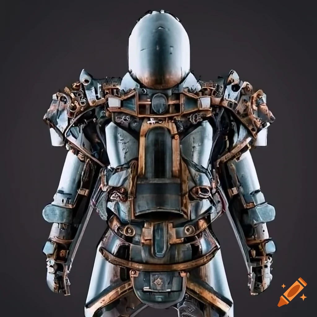 Medieval adorned magic exoskeleton suit with vertical symmetry on Craiyon