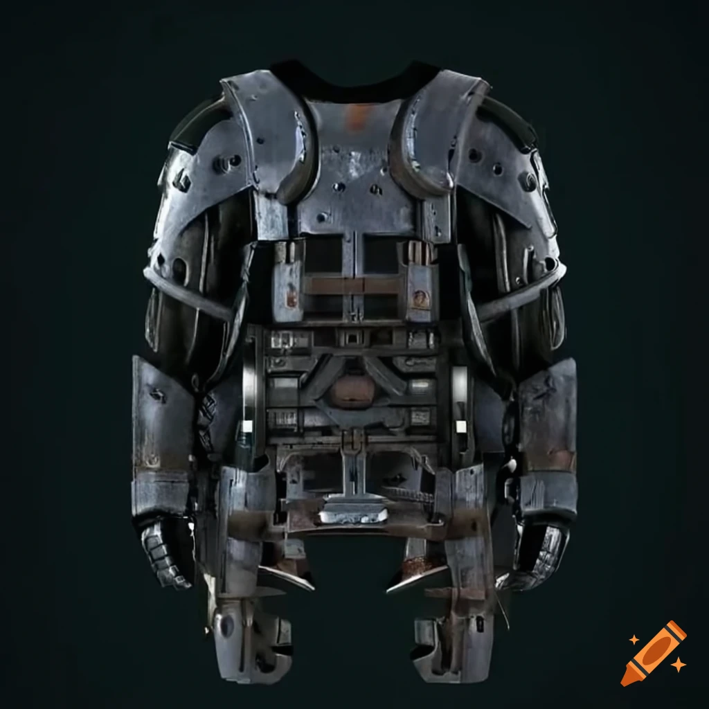 Medieval magic exoskeleton suit front view with vertical symmetry on ...