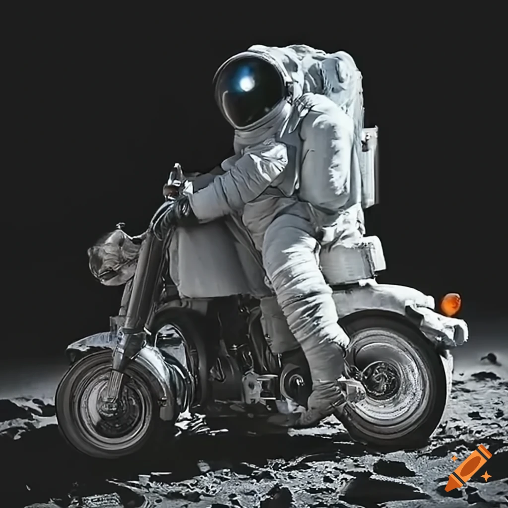Astronaut riding a motorcycle on the moon on Craiyon