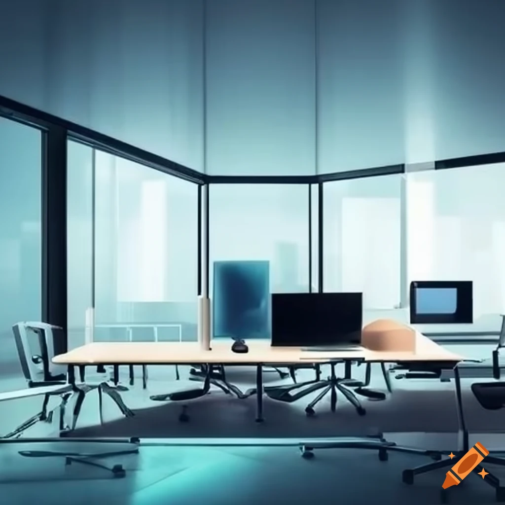 Sleek and high-tech office workspace design on Craiyon