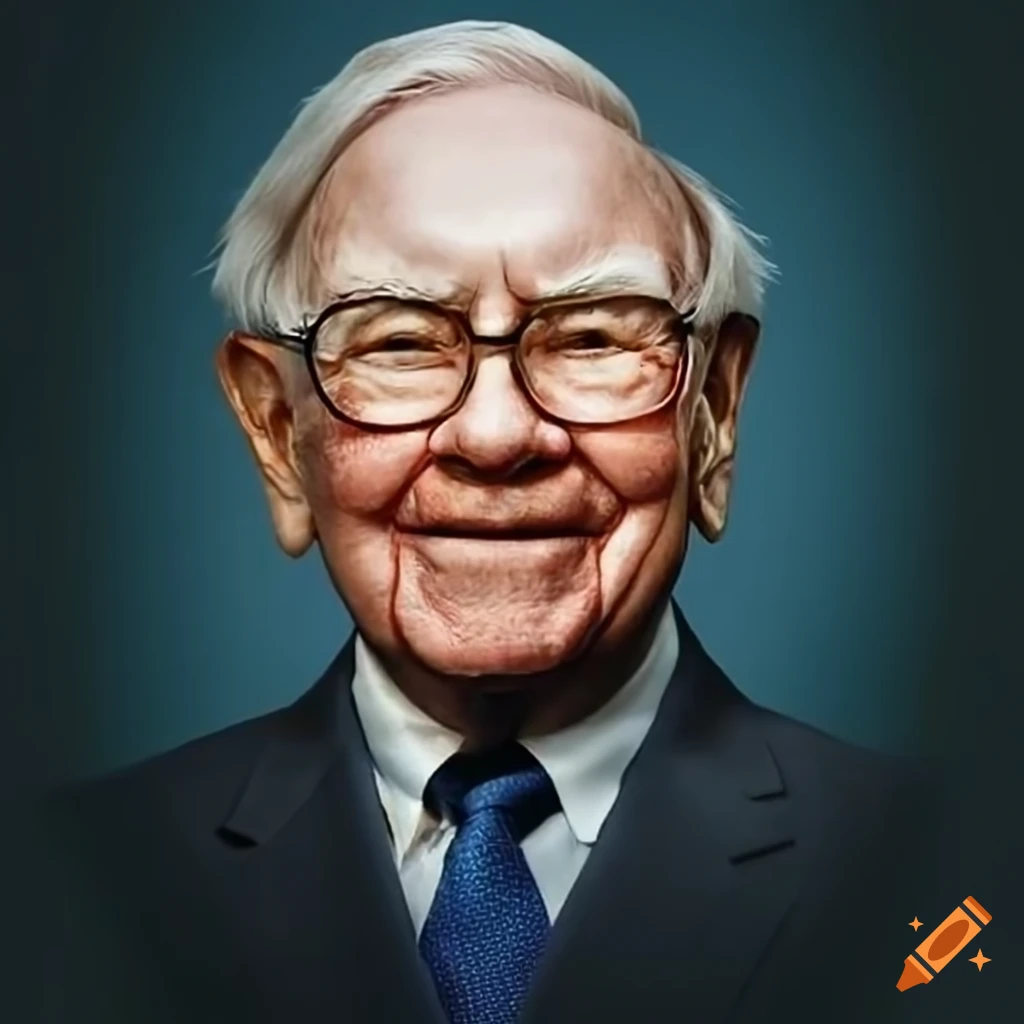Portrait of warren buffett with an inspirational quote on Craiyon