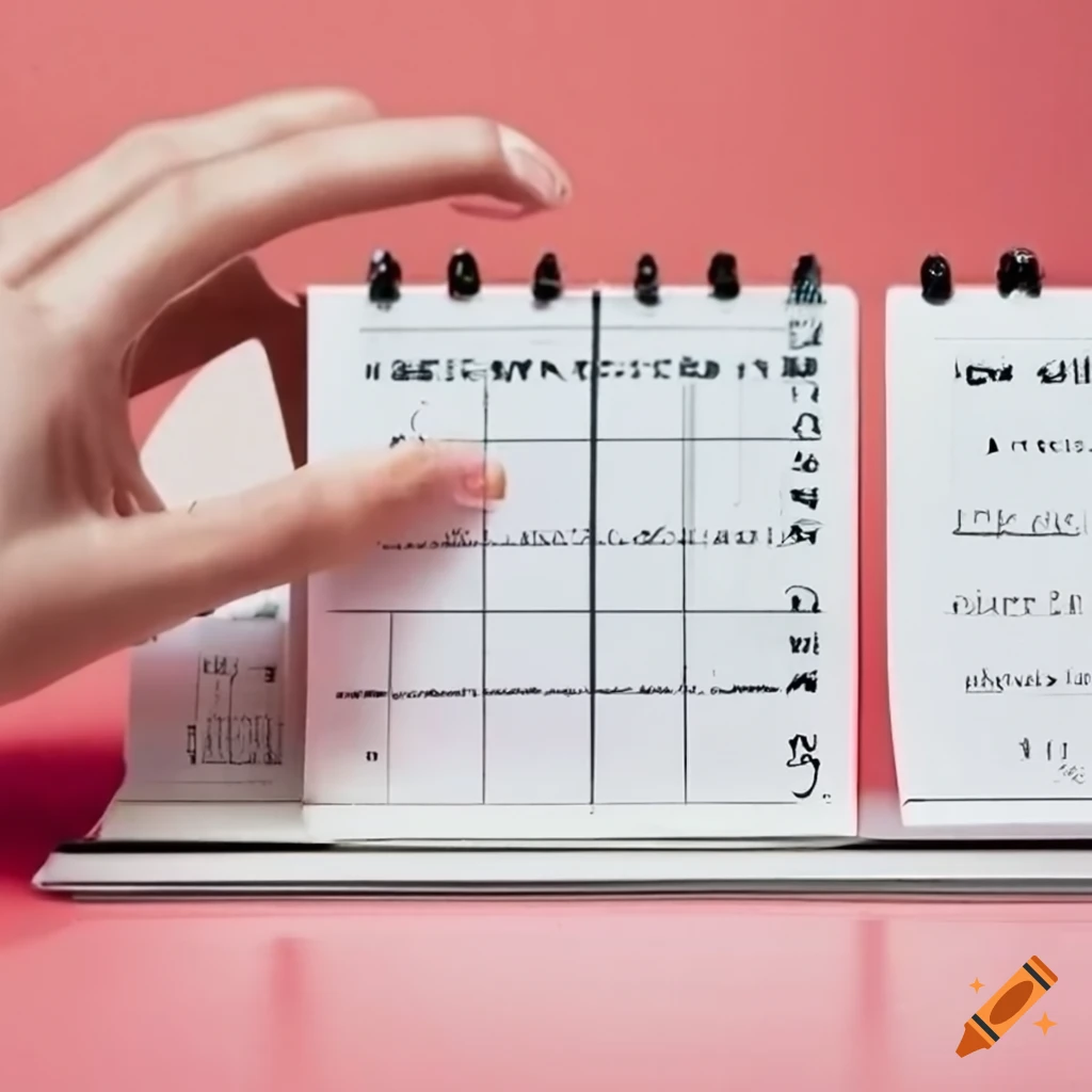 Desk calendar with falling pages in a unique design on Craiyon