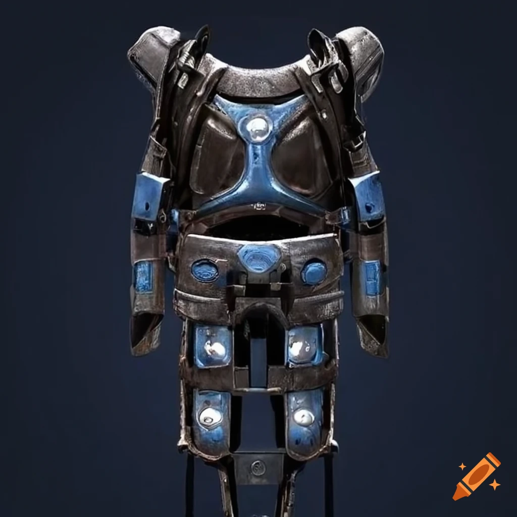 Medieval magic exoskeleton suit with front symmetry on Craiyon