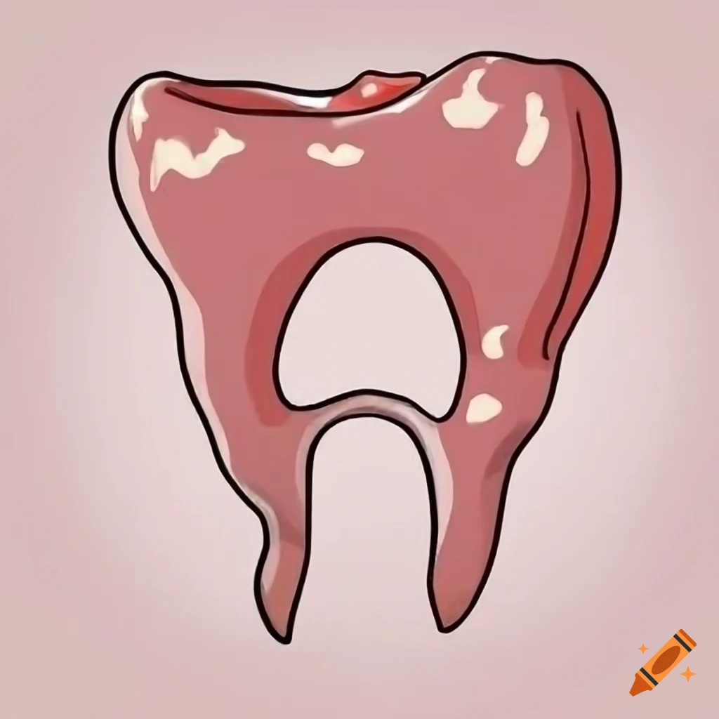 Cartoon depiction of broken teeth with reparative dentine formation and ...